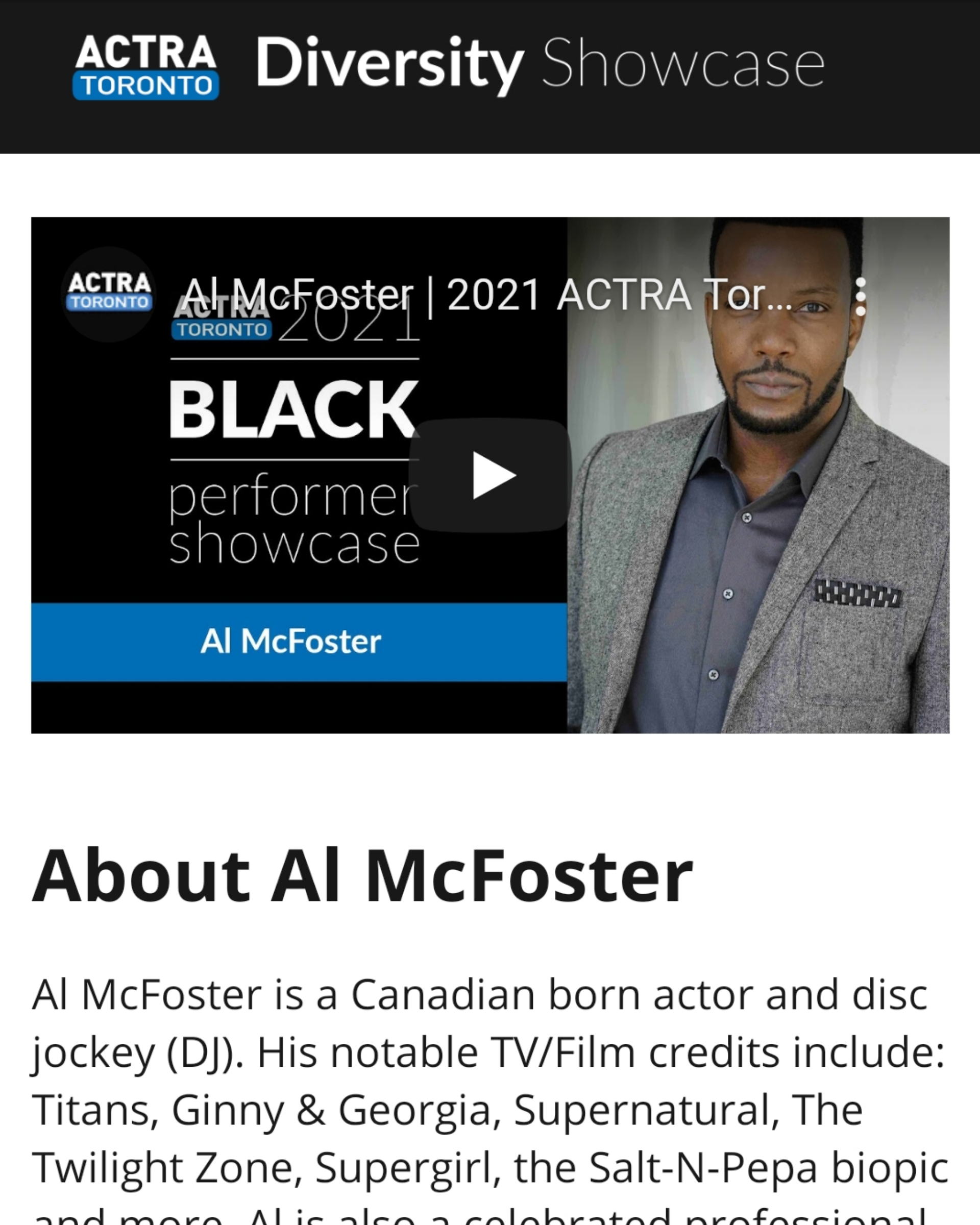 Press | AL McFOSTER - Actor & DJ